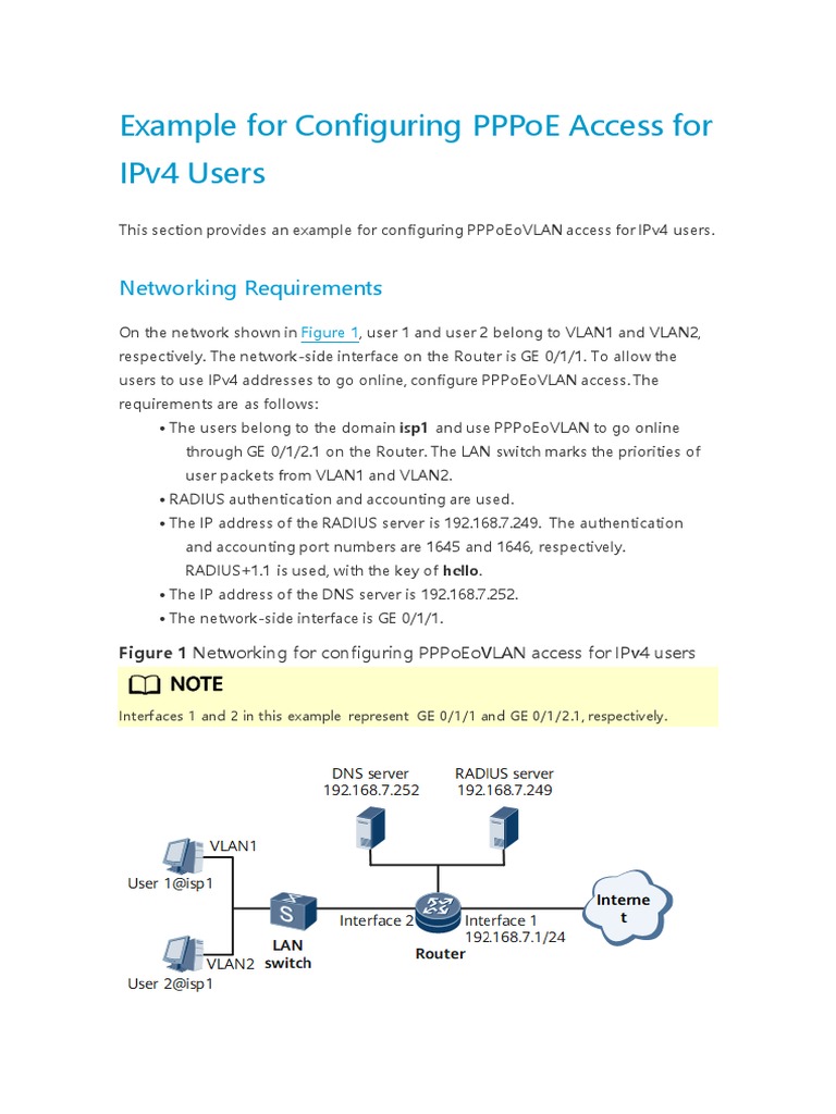 Example For Configuring PPPoE Access For IPv4 Users | PDF | Ip Address | Computer Network