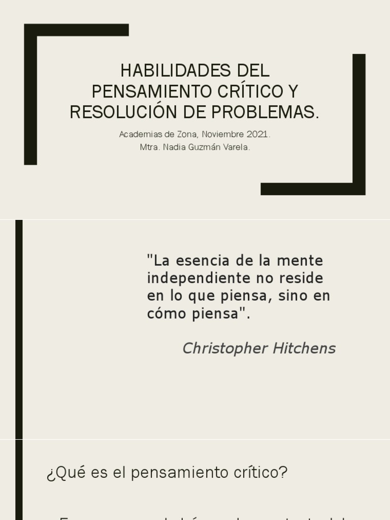 Habilidades Del Pensamiento Crítico y Resolución de Problemas | PDF ...
