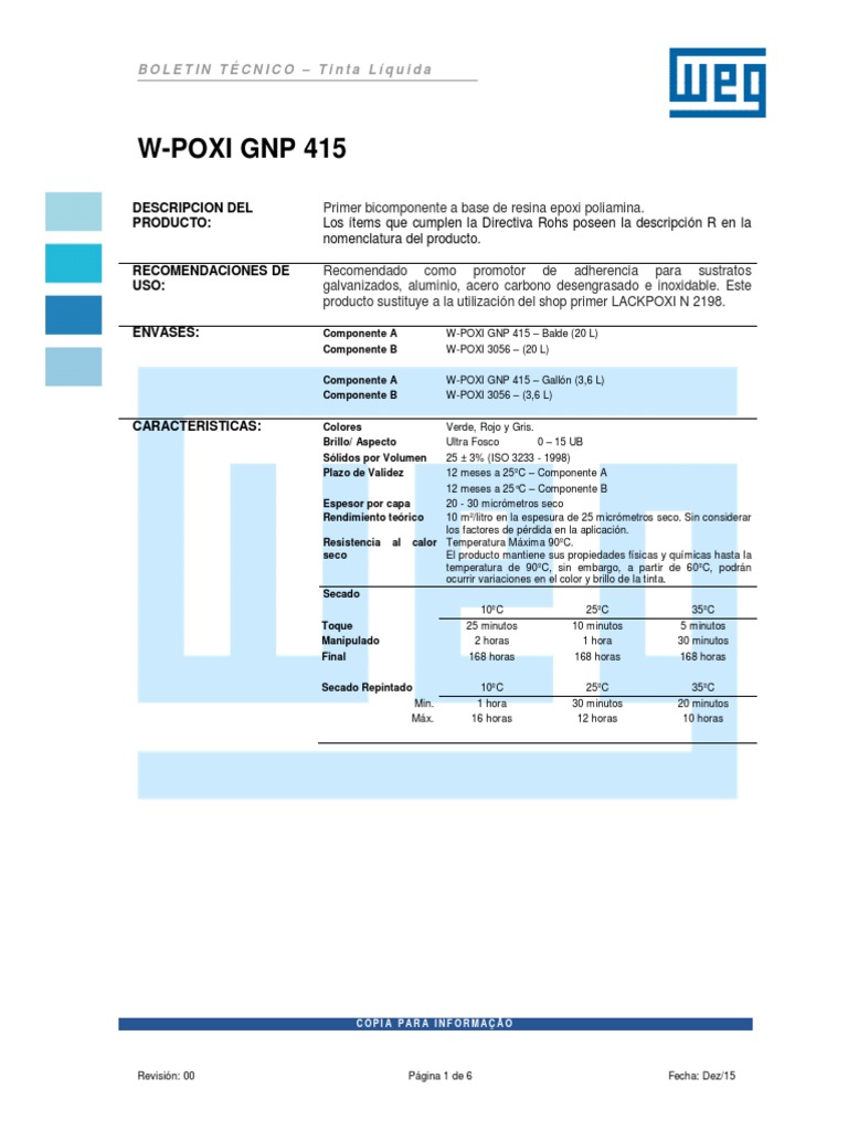 W-Poxi GNP 415 (Es) | PDF | Agua | Química