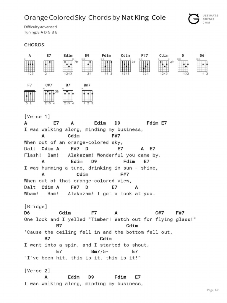 Orange Colored Sky Chords | PDF