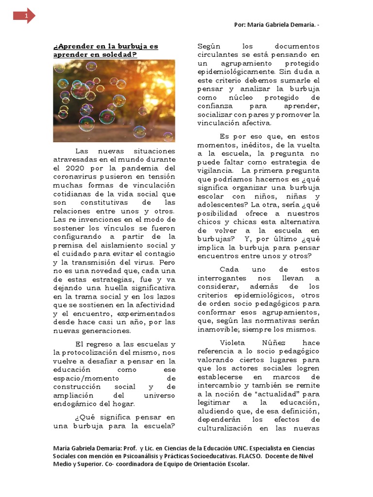 Gabriela Demaría, Aprender en La Burbuja | PDF