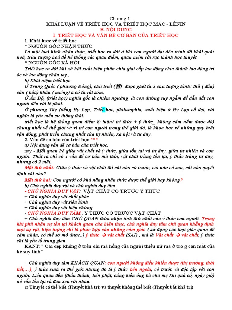 Ôn Tập Triết c1 c2 c3 | PDF