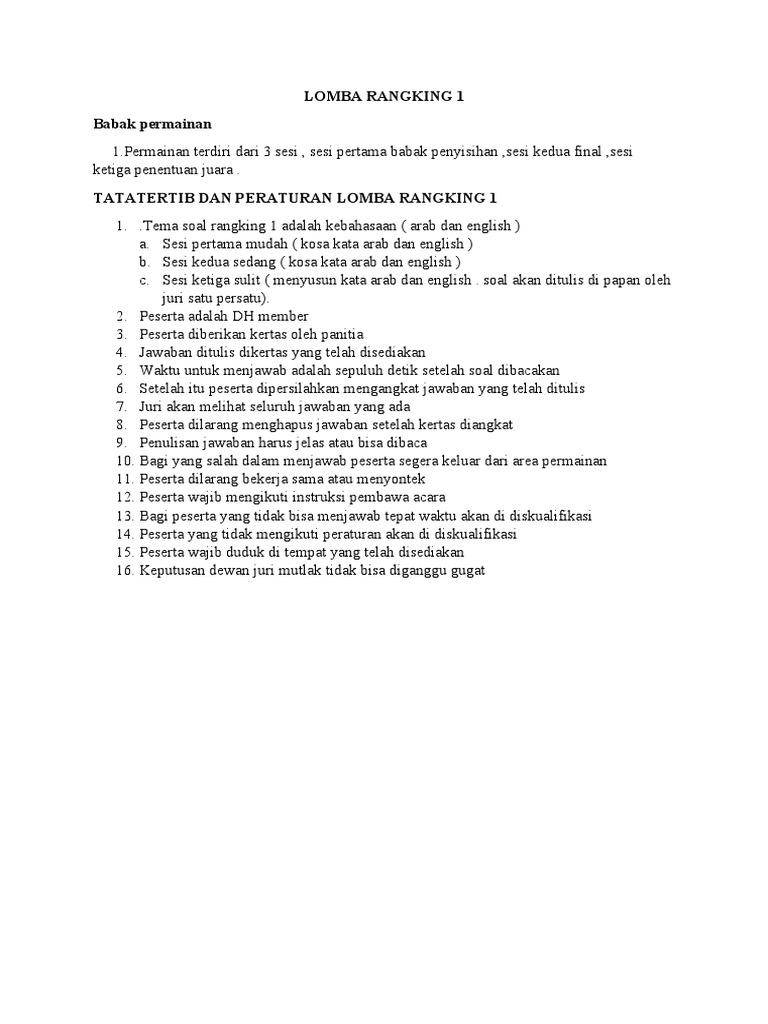 Lomba Rangking 1 | PDF