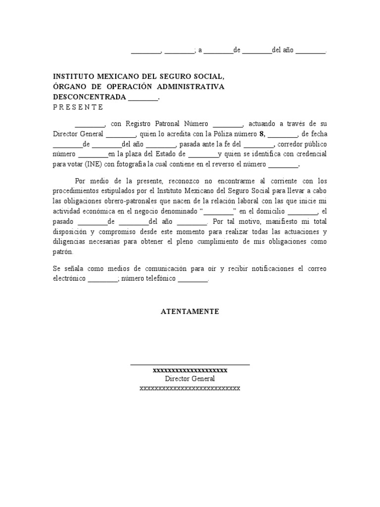 Carta de Regularización IMSS | PDF | Finanzas y dinero