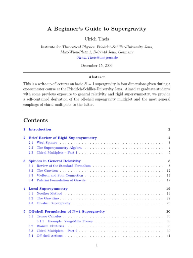 A Beginner's Guide To Supergravity | PDF | Tensor | Gauge Theory A Beginner's Guide To Supergravity | PDF | Tensor | Gauge Theory