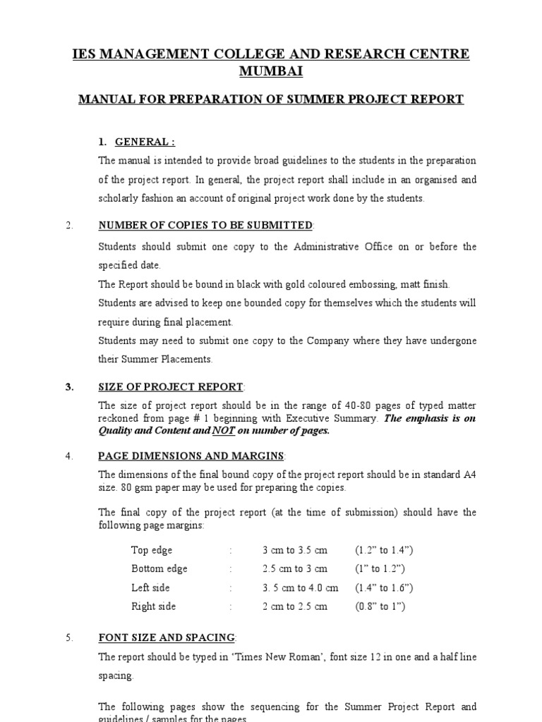 Summer Project Report Guidelines | PDF | Science | Business