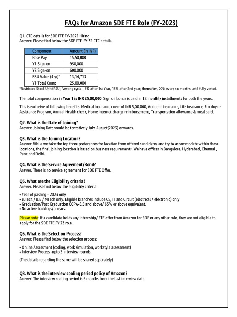 FAQs For SDE FTE (Batch of 2023-Amazon) | PDF | Simulation | Cyberspace