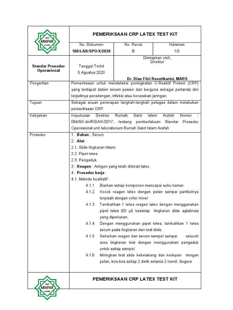 Pem CRP Latex Test Kit | PDF