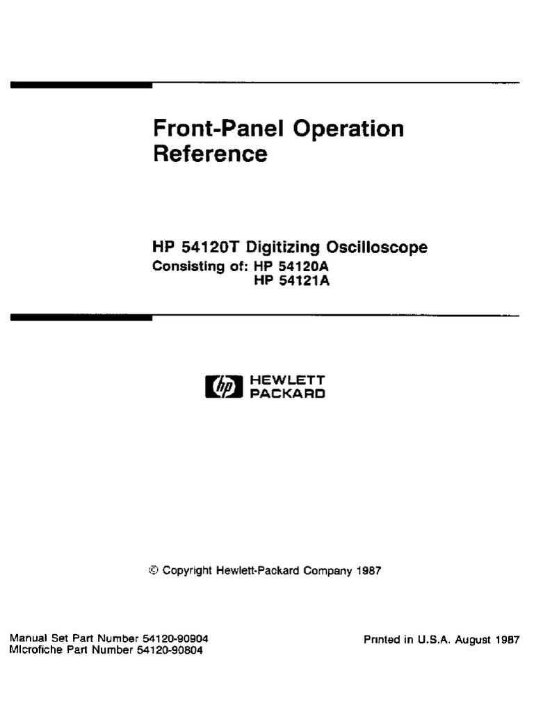 Front-Panel Operation Reference: HP 54120T Digitizing Oscilloscope | Download Free PDF ...