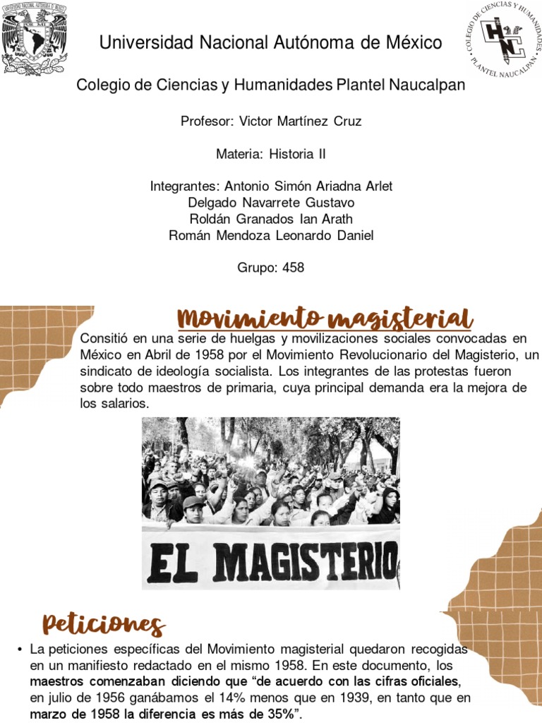 Movimiento Magisterial En México 1958 Pdf Movimientos Sociales