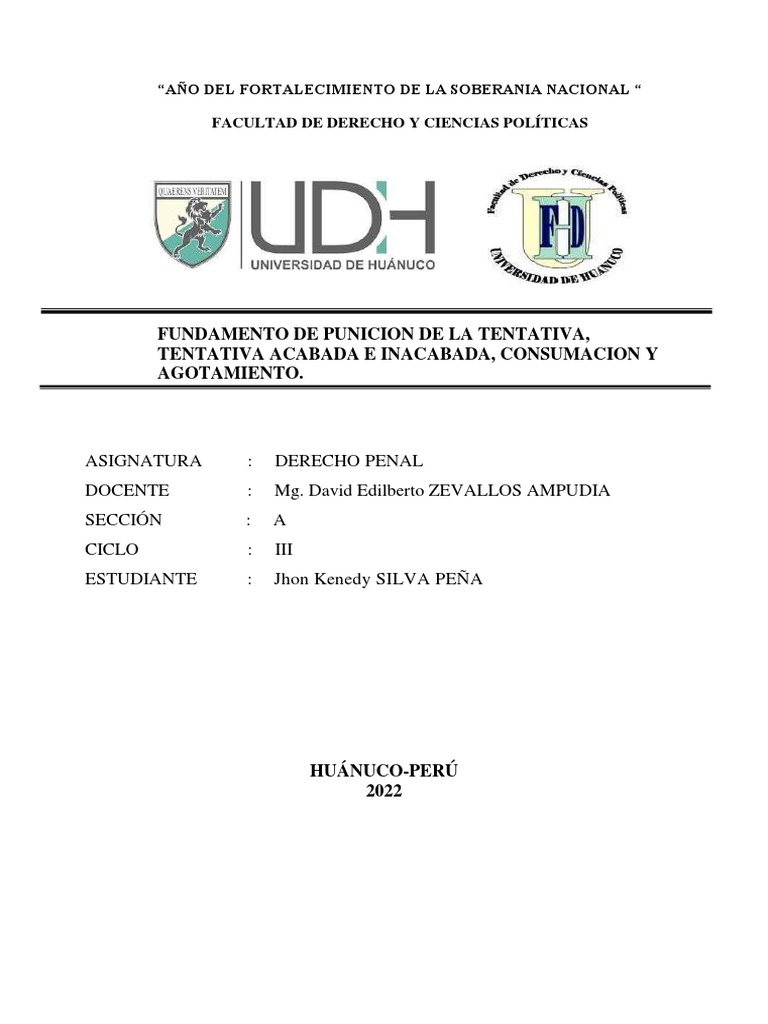 Monografia Fundamento de Punicion de Tentativa PDF | PDF | Derecho ...