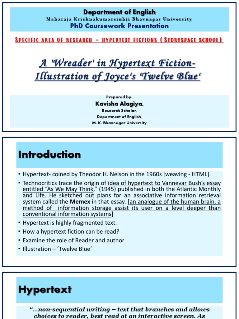 A 'Wreader' in Hypertext Fiction | PDF | Hypertext | Writing