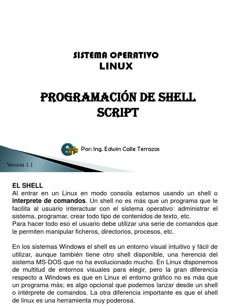 Programacion de SHELL 1ra Parte | PDF | Interfaz de línea de comando ... Programacion de SHELL 1ra Parte | PDF | Interfaz de línea de comando ...