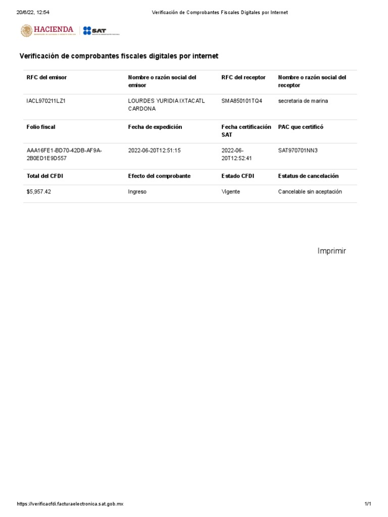Verificación de Comprobantes Fiscales Digitales Por Internet | PDF