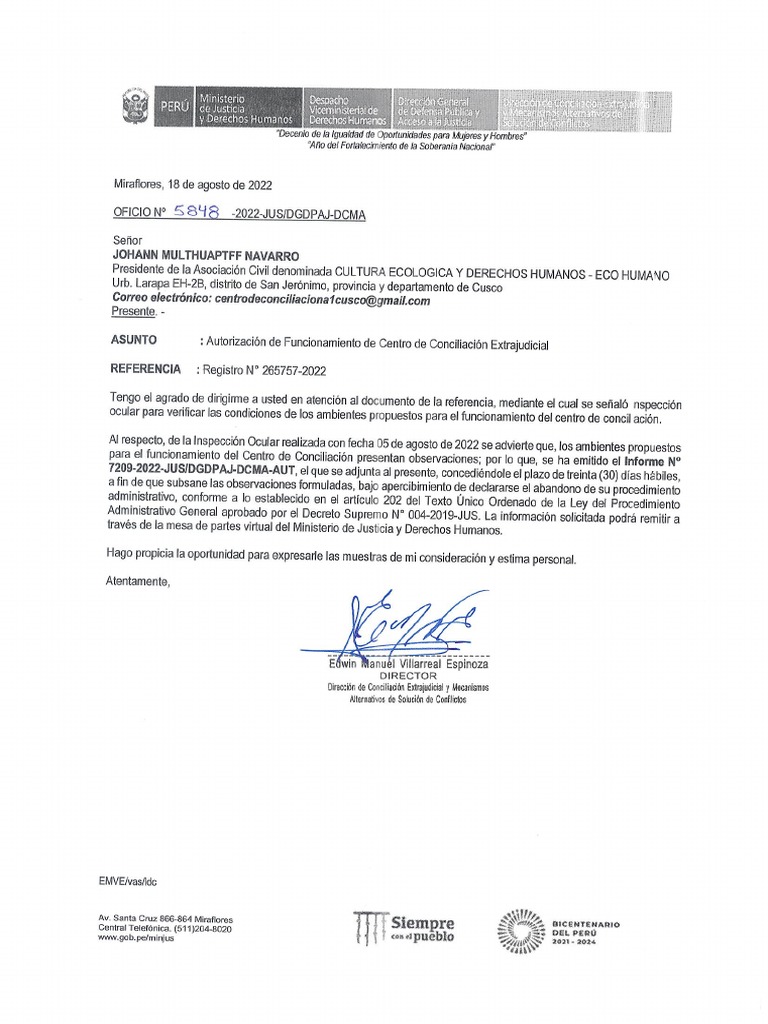 Nota Informativa - 015694-2022-Jus - Dcemsc | PDF