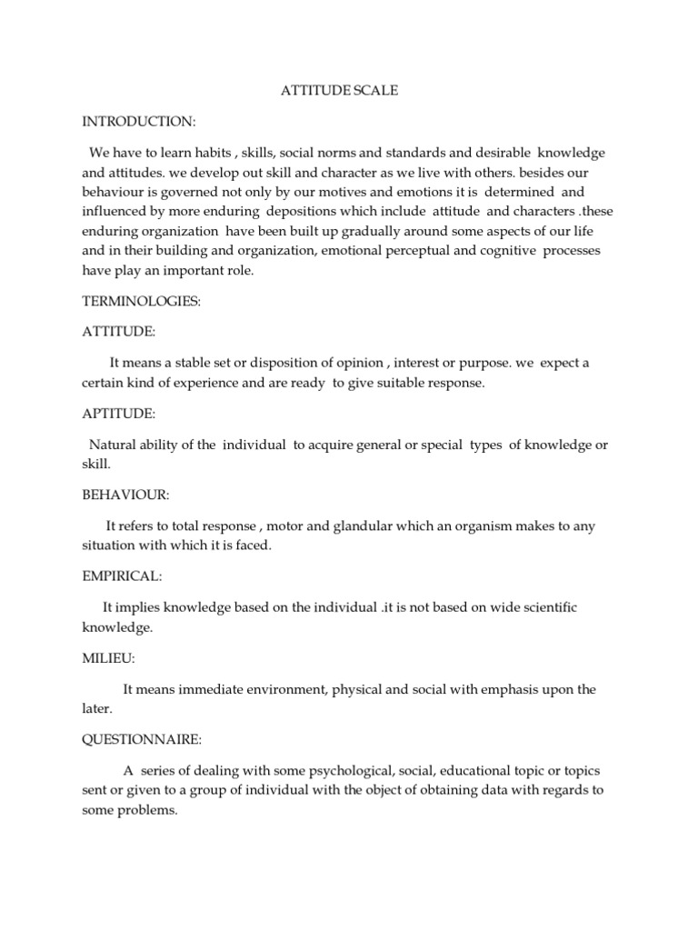 Attitude Assessment Scale Overview | PDF | Level Of Measurement ...