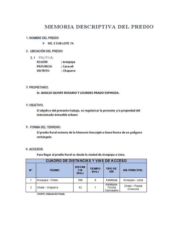 Memoria Descriptiva Del Sub Lote 7a, 7b 7c 7d | PDF | Agrimensura ...