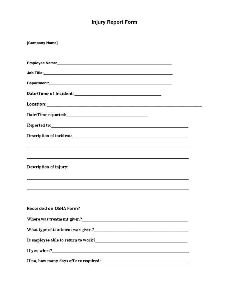 Injury Report Form | PDF