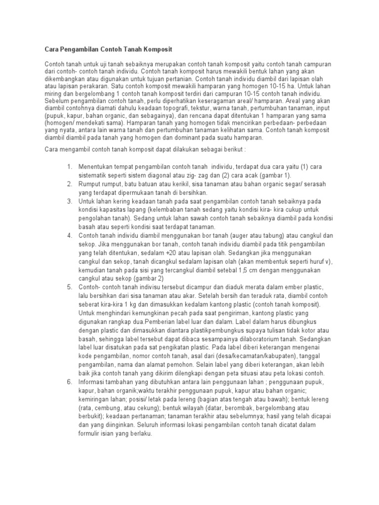 Cara Pengambilan Contoh Tanah Komposit | PDF