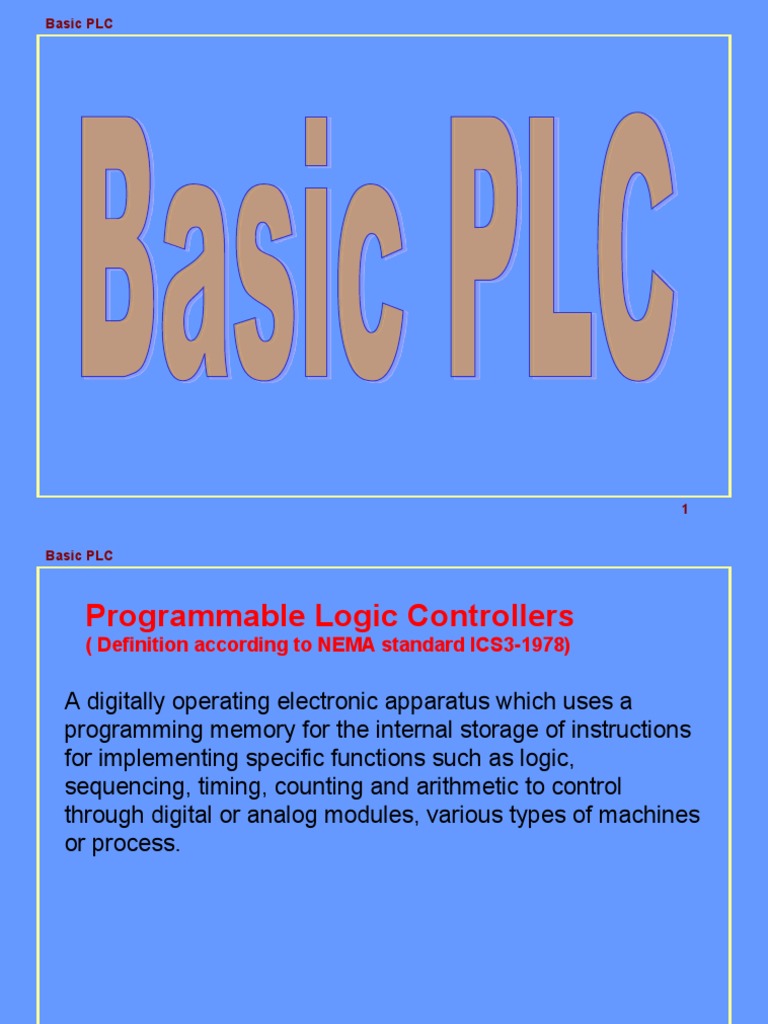 Basic PLC | PDF | Programmable Logic Controller | Input/Output Basic PLC | PDF | Programmable Logic Controller | Input/Output