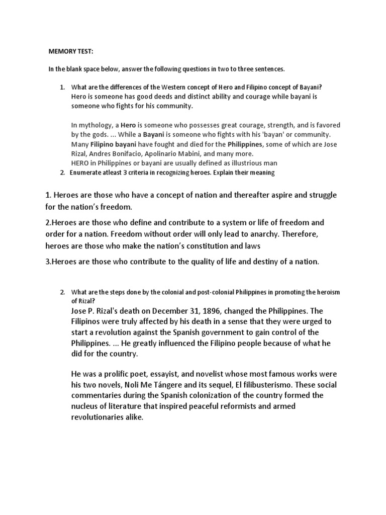 Memory Test | PDF | Hero | Philippines