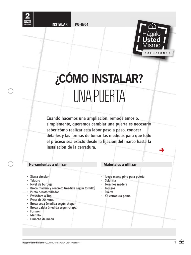 Instalar Puerta | PDF | Perforar | Tornillo