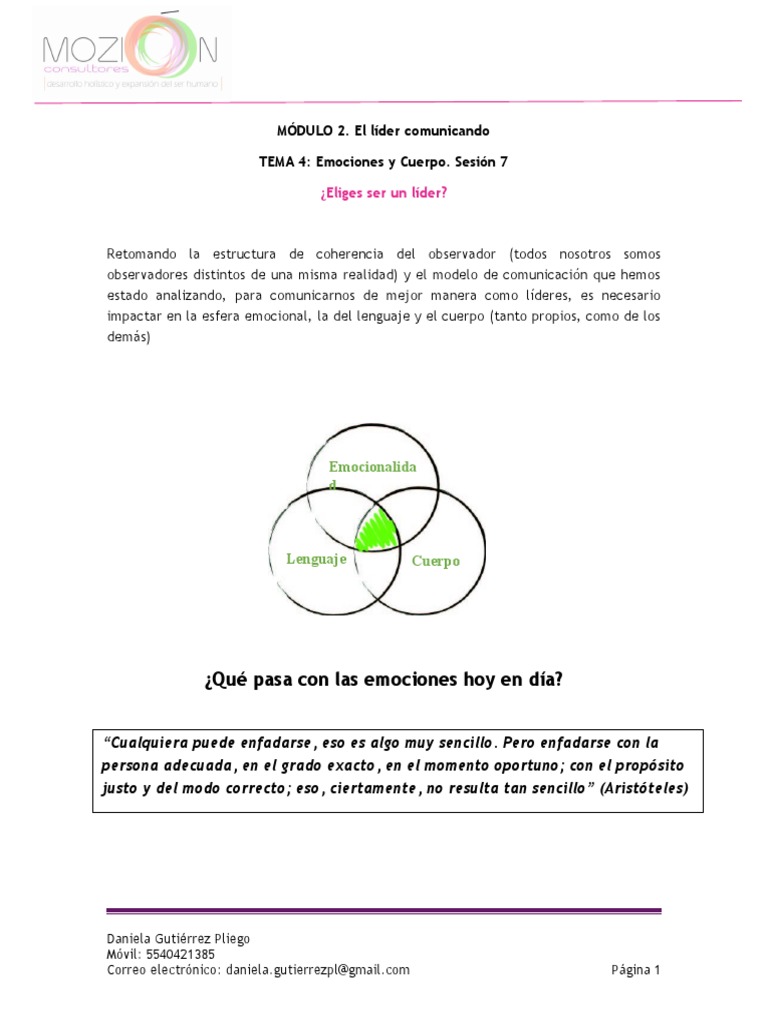 Módulo II - El Líder Comunicando - Sesión 7 | PDF | Las emociones ...