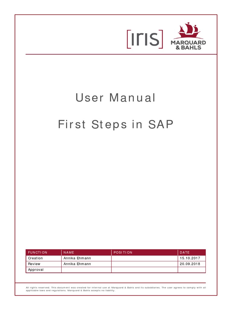 User Manual - First Steps in SAP | PDF | World Wide Web | Internet & Web