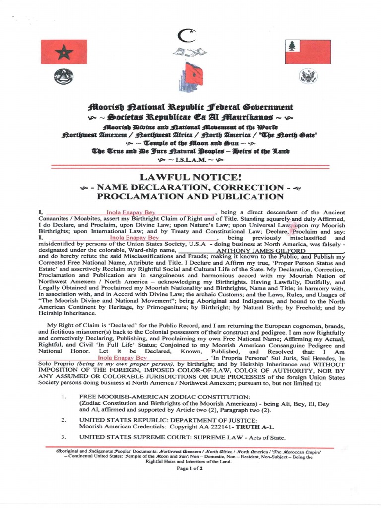 Law Full Notice Name Change Declaration, Correction Proclamation and ...