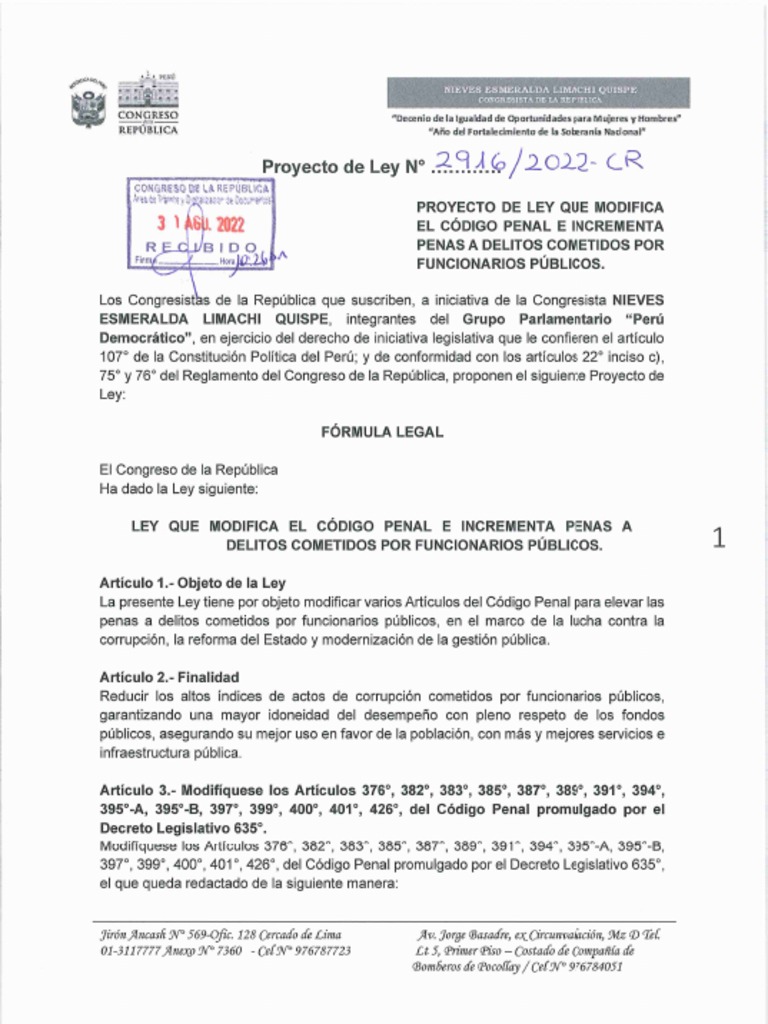 Proyecto de Ley | PDF