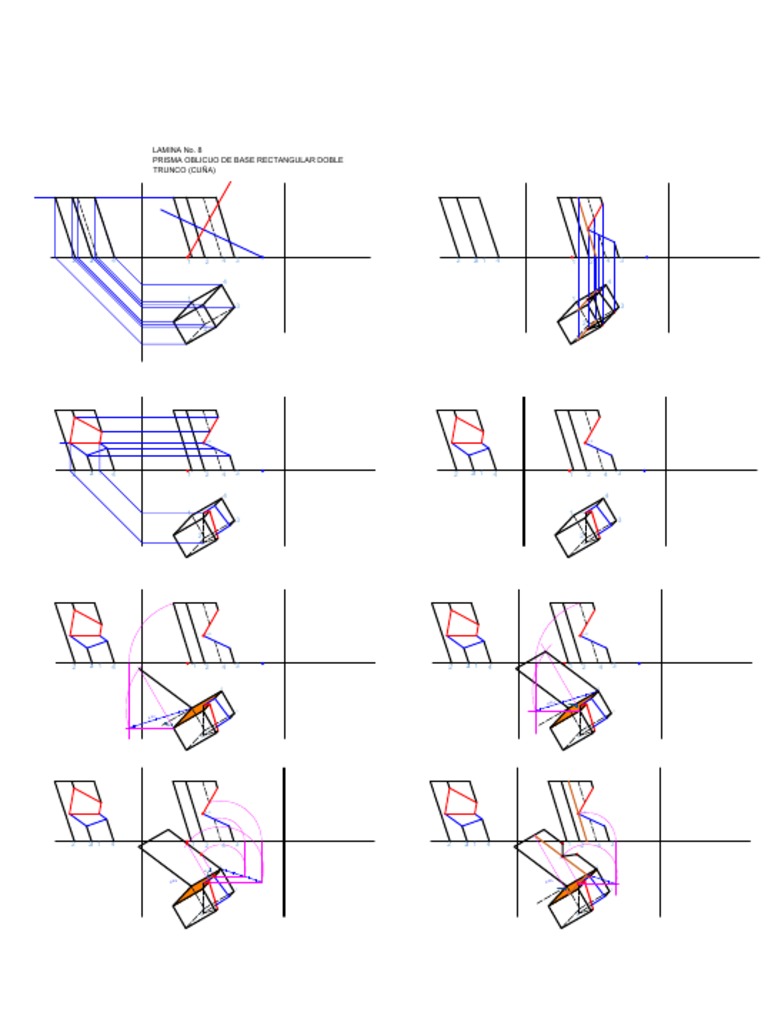 Geometria Descriptiva - Prisma Oblicuo de Base Rectangular Doble Trunco ...