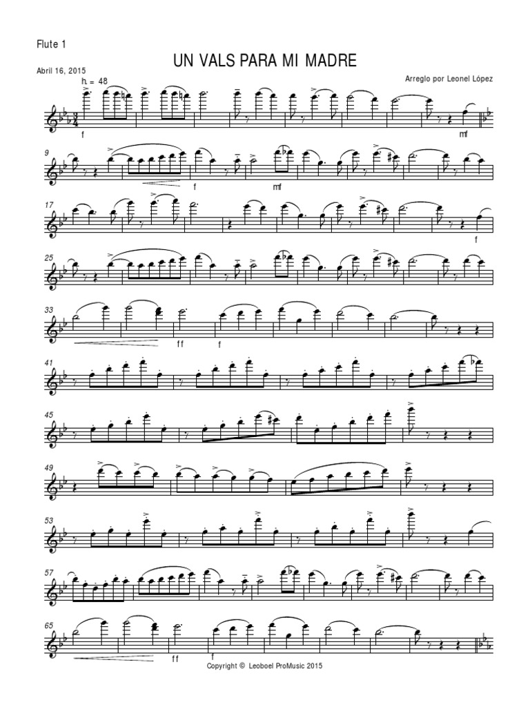 Un Vals para Mi Madre 02 Flute 1 | PDF | Formas musicales | Elementos de la música