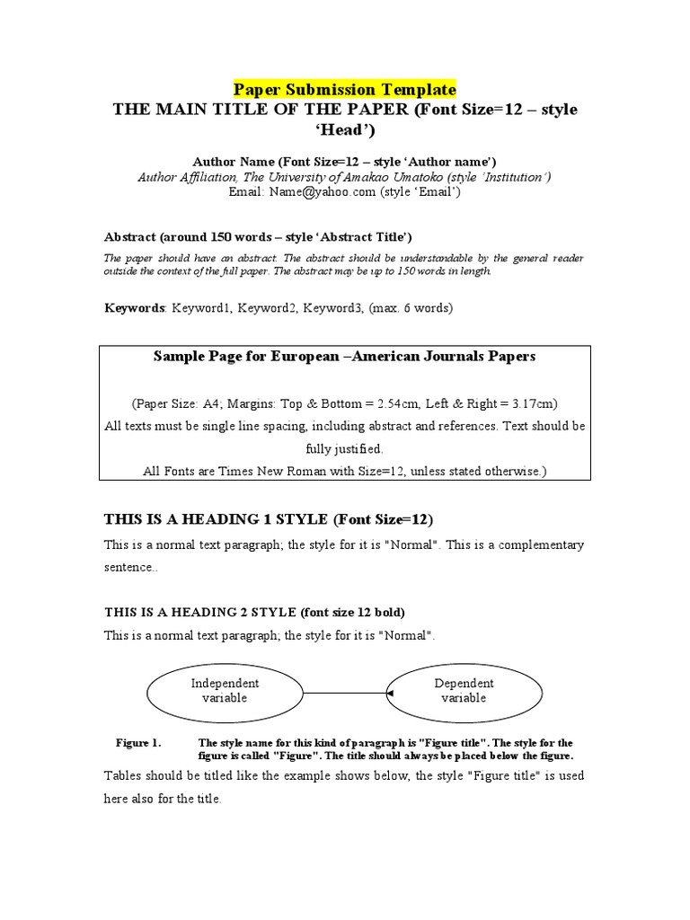 Paper Submission Template | PDF | Paragraph | Science