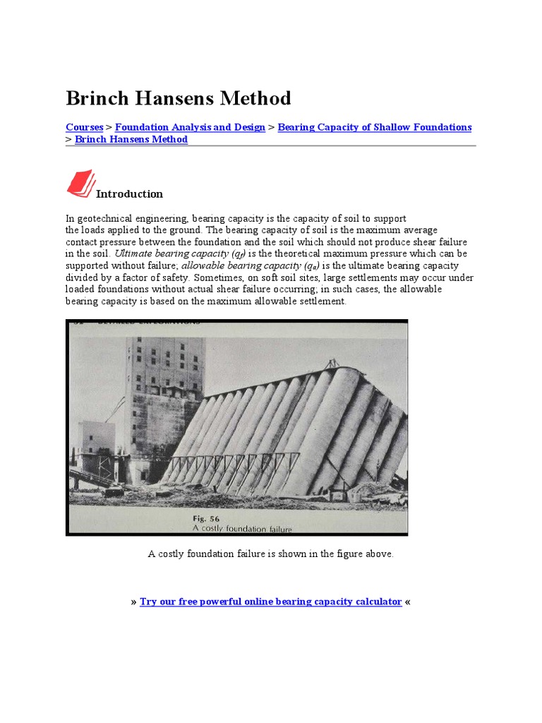 Brinch Hansens Method | PDF | Structural Engineering | Civil Engineering