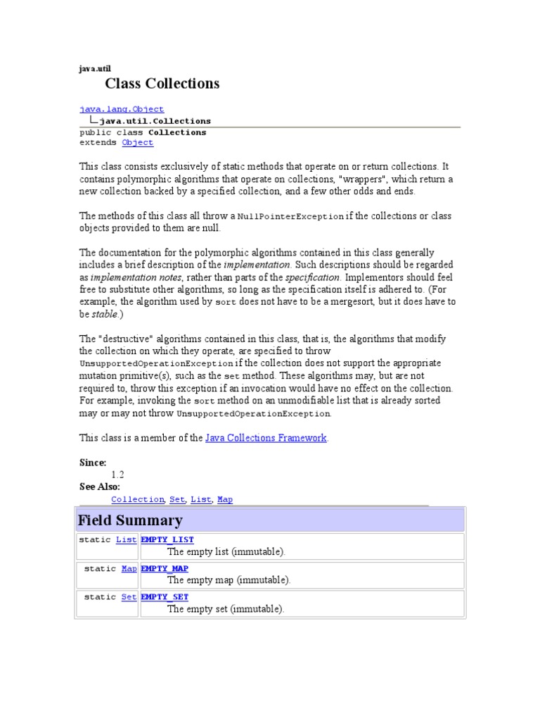 Class Collections Java Langobject Pdf Method Computer Programming Mathematical Concepts