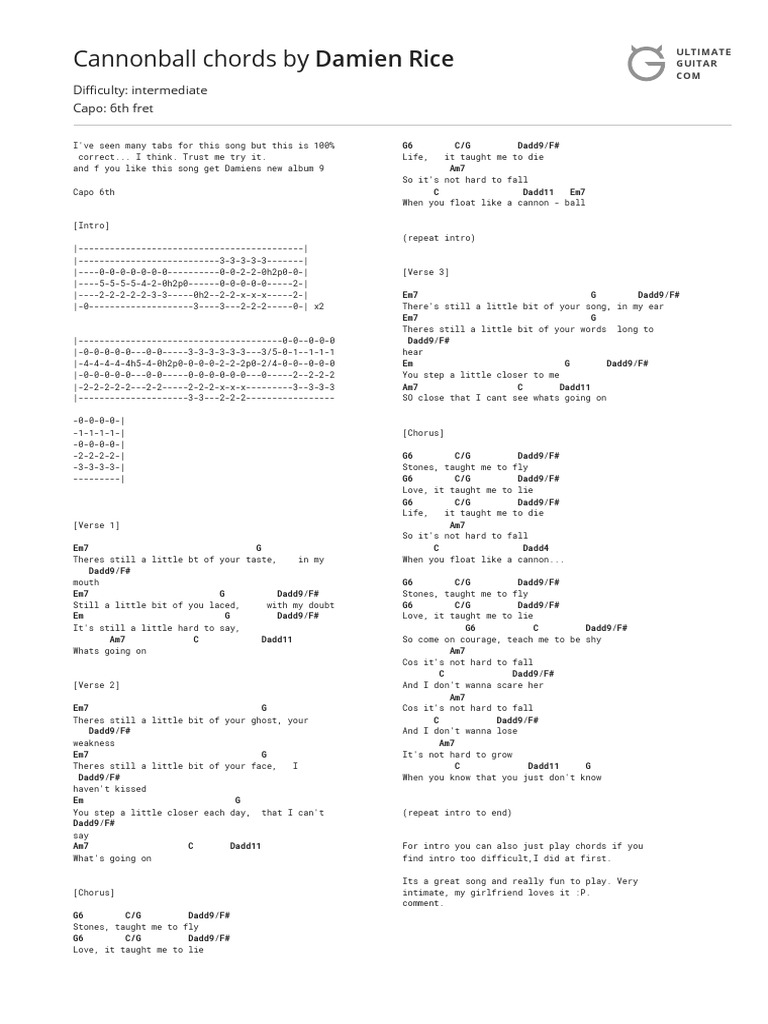 Damien Rice - Cannonball | PDF | Song Structure | Musical Forms