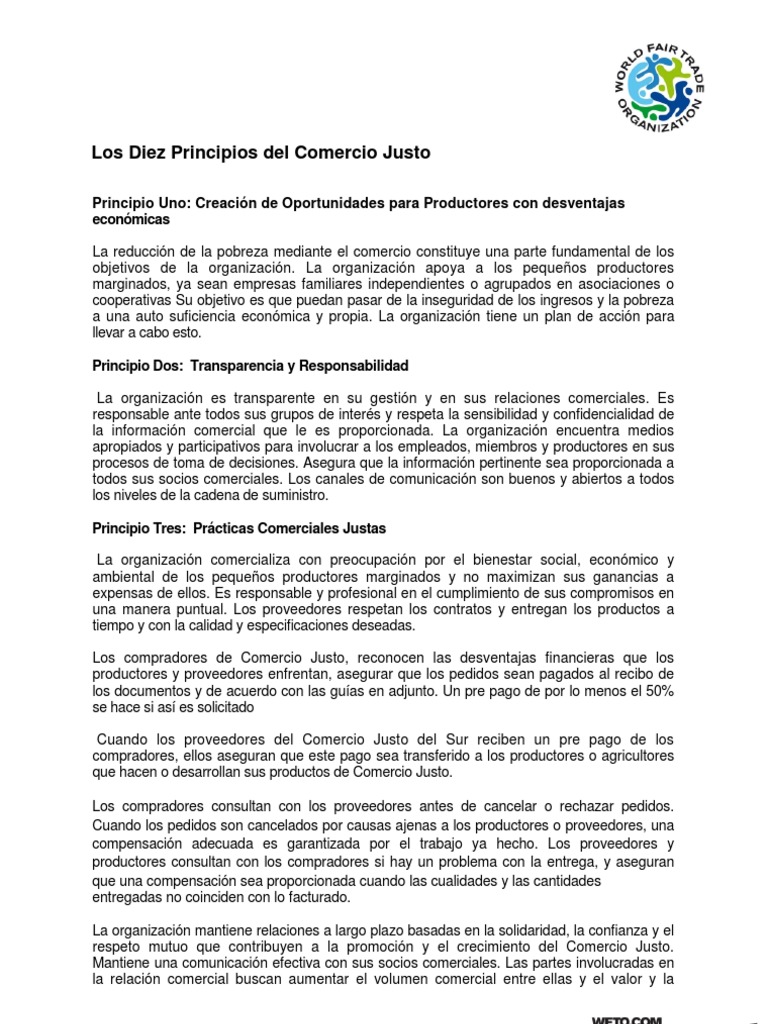 Los Diez Principios Comercio Justo June2011 | PDF | Comercio justo | Comercio