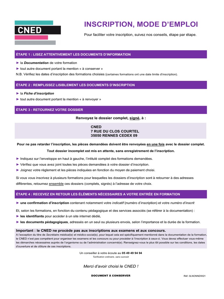 CNED Inscription | PDF | Virement bancaire | Chèque