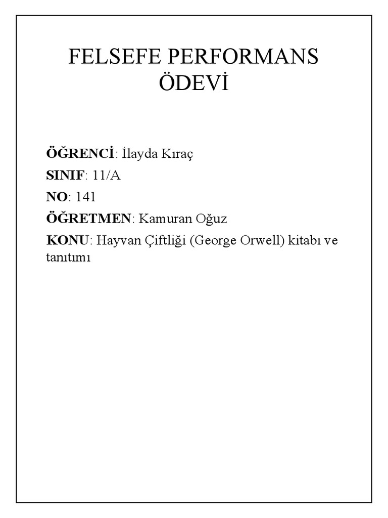 Felsefe Performans Ödevi̇ | PDF