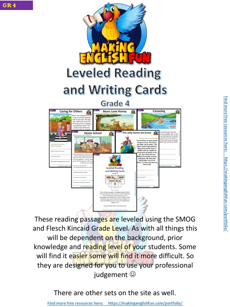 Grade 4 Reading & Writing Cards | PDF | Beehive