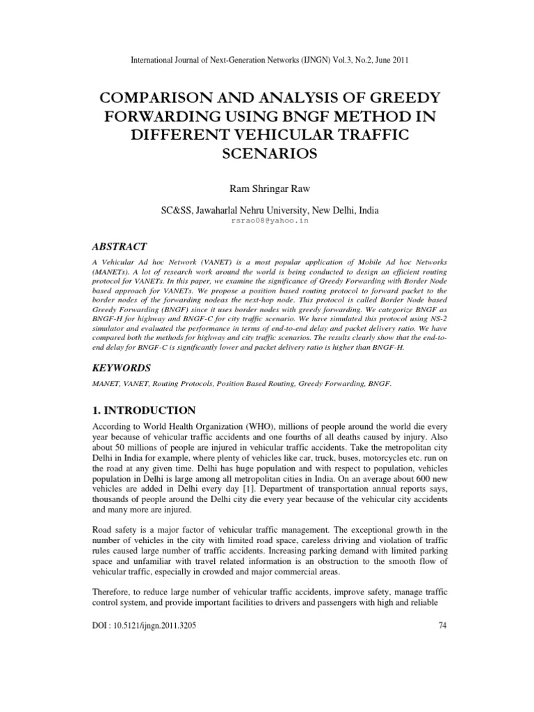 Comparison and Analysis of Greedy Forwarding Using BNGF Method in ... Comparison and Analysis of Greedy Forwarding Using BNGF Method in ...