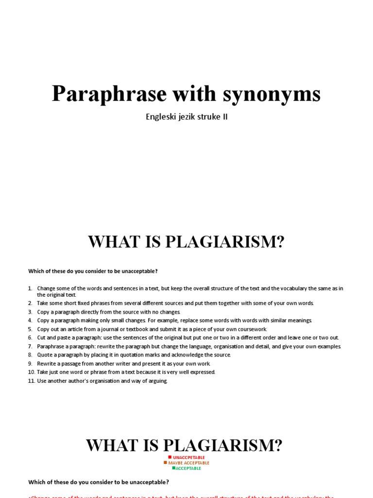 Paraphrase With Synonyms | PDF | Verb | Adverb