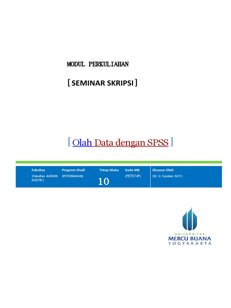Modul 9. Mengolah Data Dengan Aplikasi SPSS | PDF