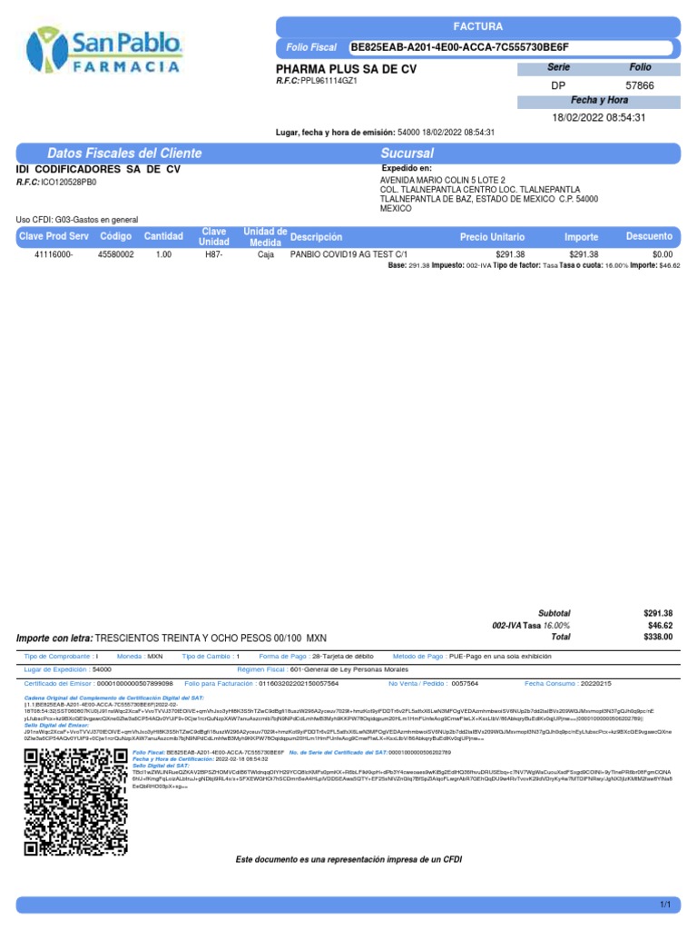 Factura San Pablo | Descargar gratis PDF | Dinero | Pagos