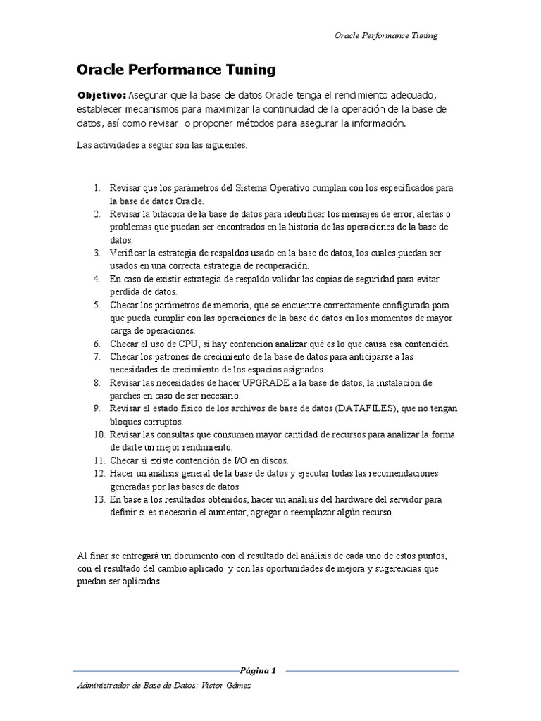 Oracle Performance Tuning | PDF