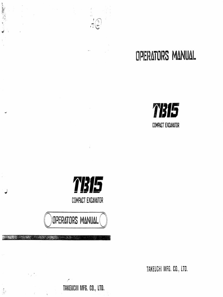 Takeuchi TB15 Operator Manuals Series | PDF