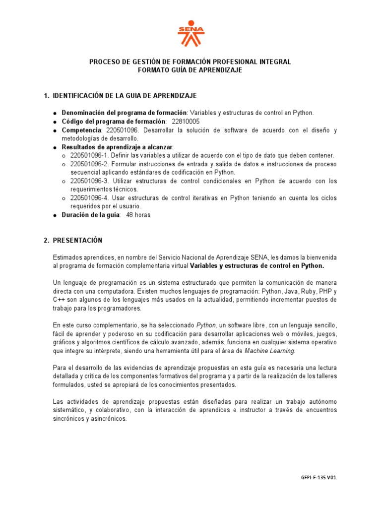 Guia - de - Aprendizaje Python | PDF | Lenguaje de programación ...