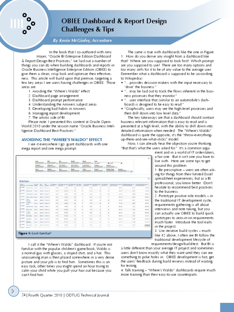 Obiee Dashboard & Report Design Challenges & Tips: by Kevin Mcginley ...