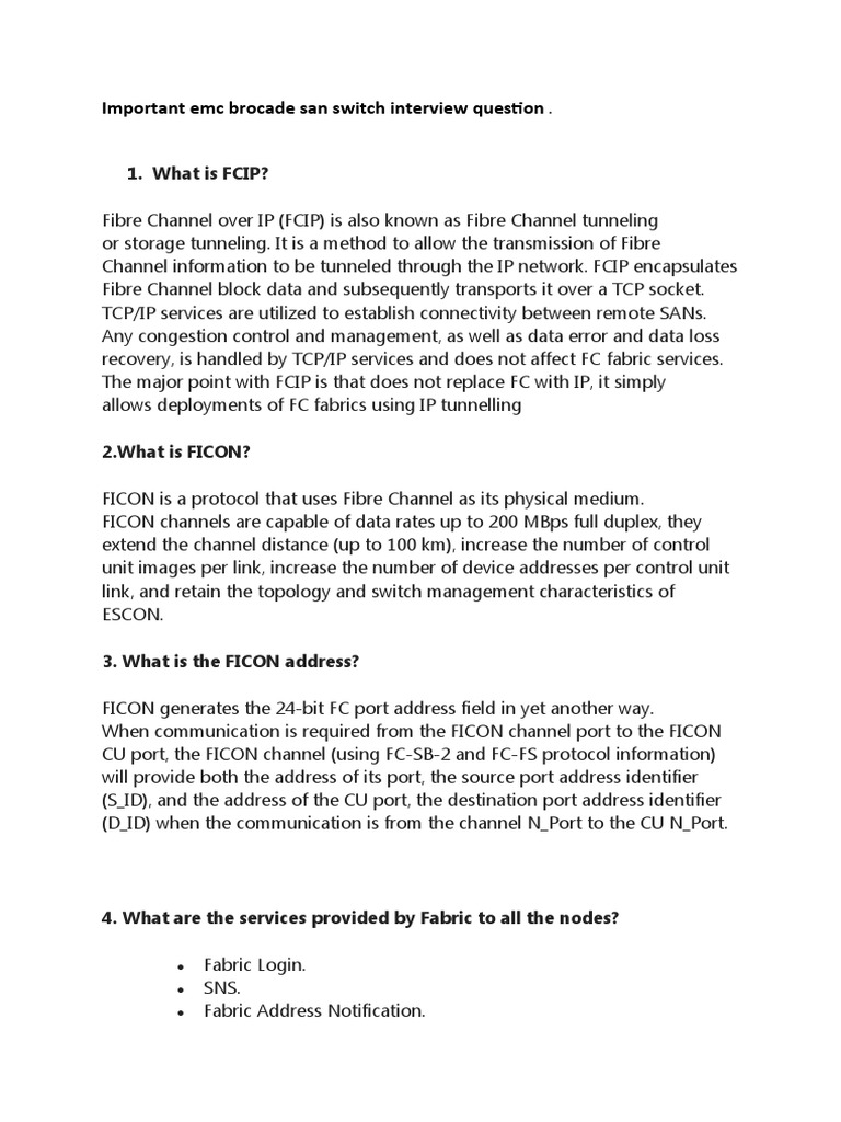 Important Emc Brocade San Switch Interview Question | PDF | Internet ...