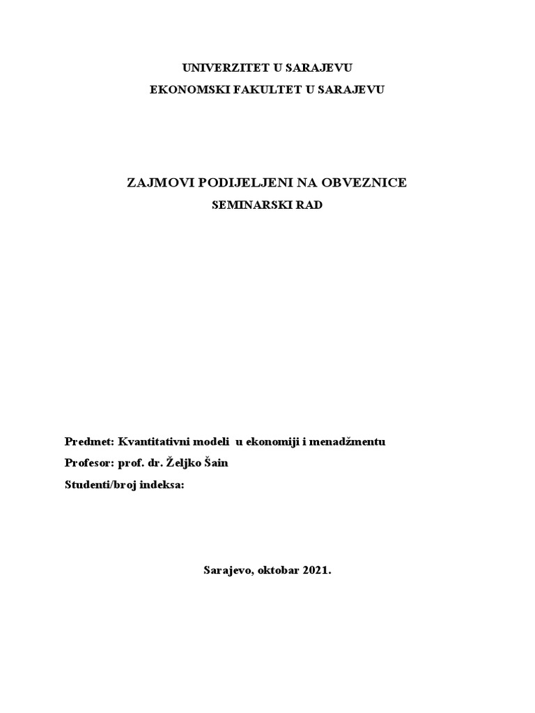 Zajmovi Podijeljeni Na Obveznice | PDF